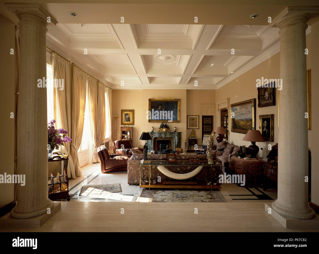 View of a well arranged living room Stock Photo - Alamy