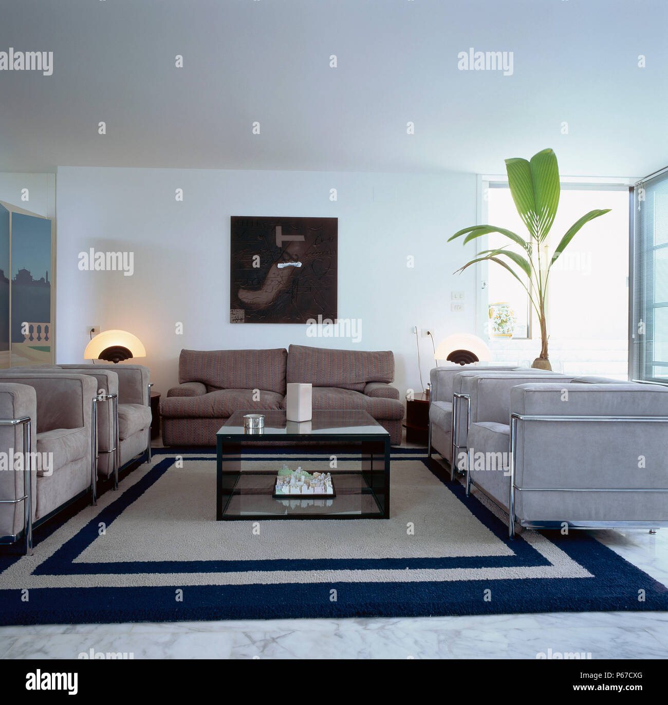 View of an organized living room Stock Photo - Alamy