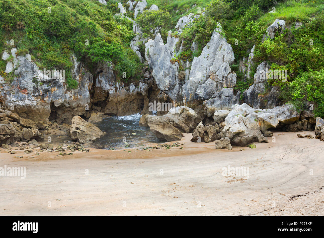 the famous beach gulpiyuri, in Asturias, Spain Stock Photo - Alamy