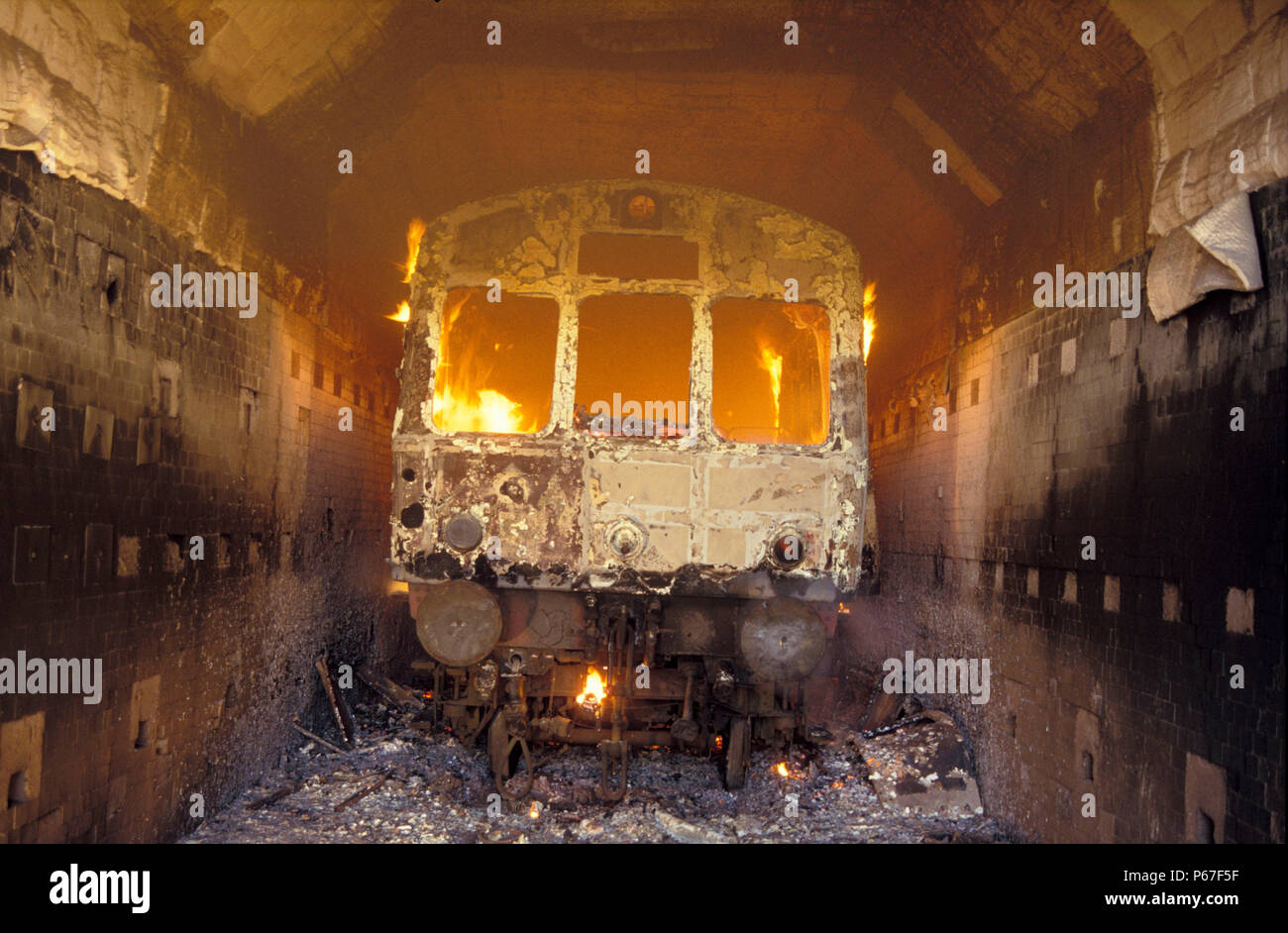 Burnt out shell of a scrapped DMU in the incinerator at Mayer Newman's ...