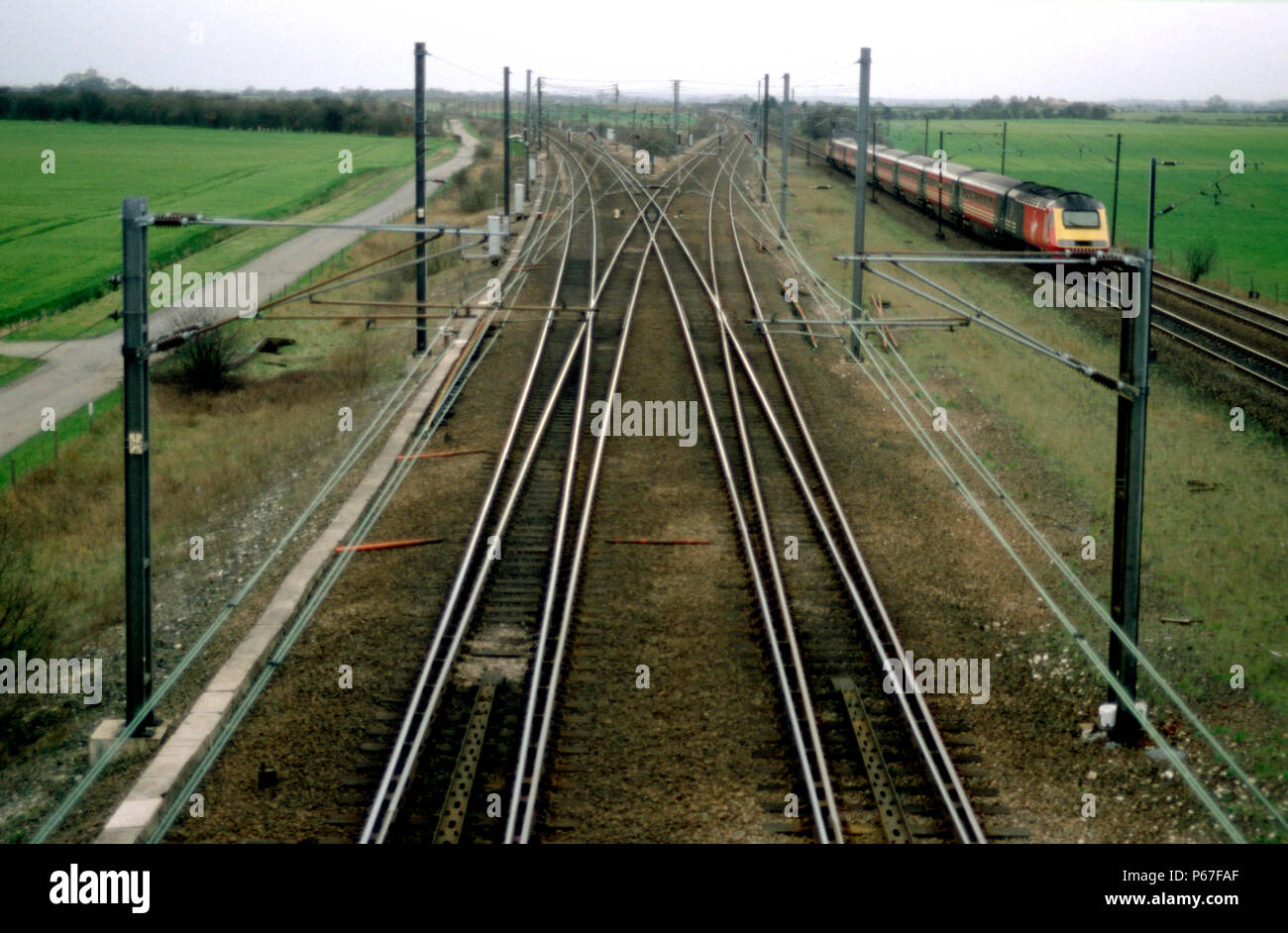 Colton Junction south of York on the East Coast Main Line with a Virgin ...