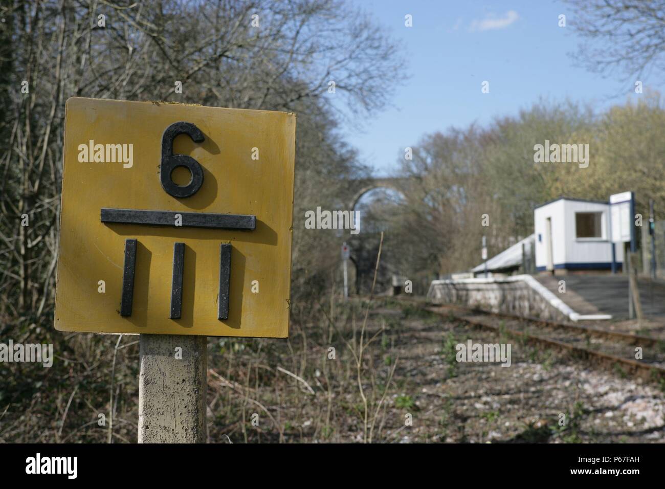 Combe on the Liskeard to Looe branch line showing the milepost to Looe ...
