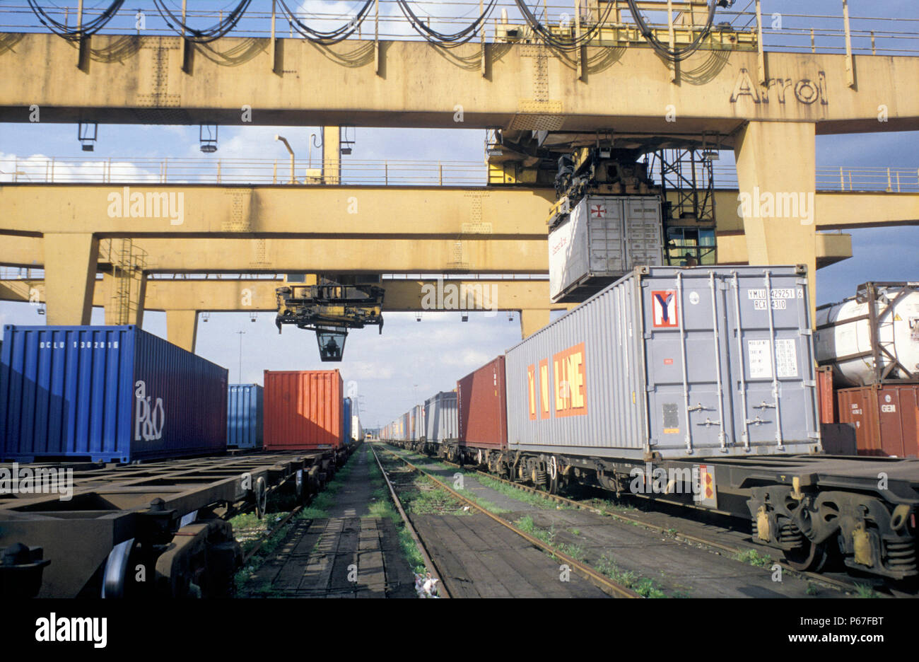 Container freight terminal. C 1993 Stock Photo - Alamy