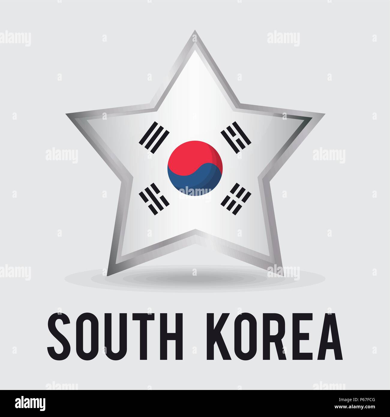 south korea flag in star shape over white background, colorful design ...