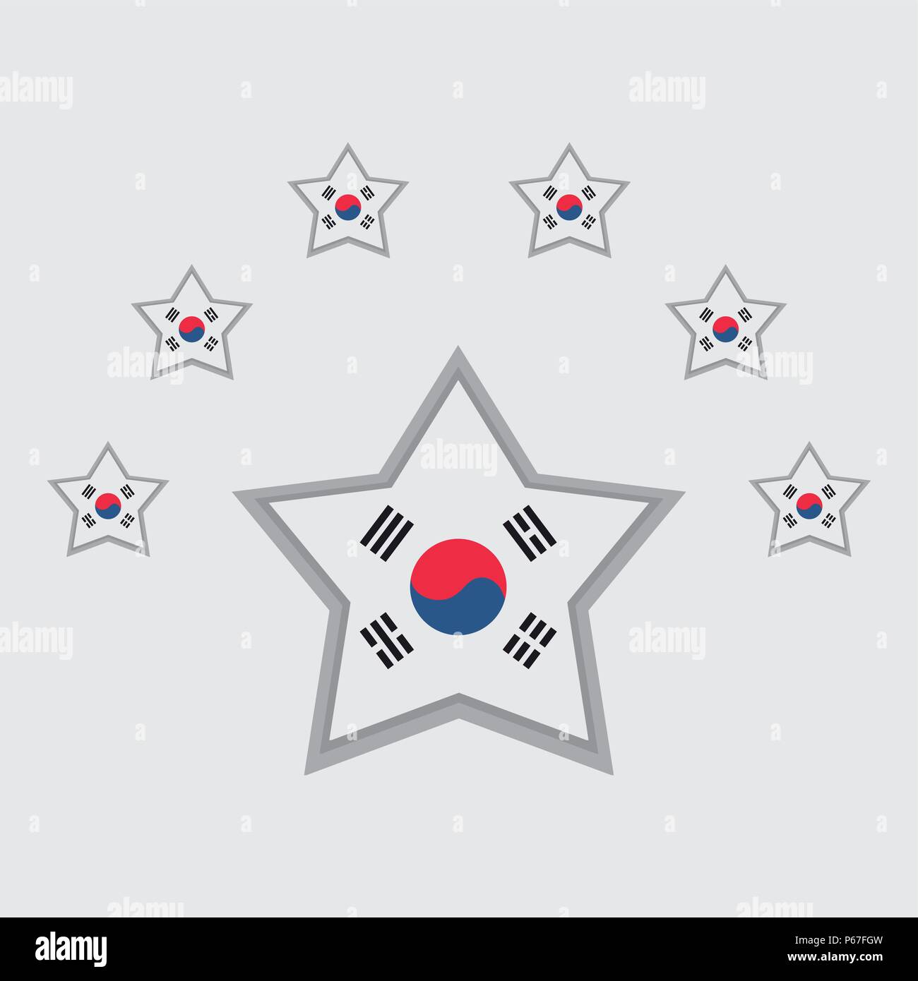 south korea flag in star shape over white background, colorful design ...