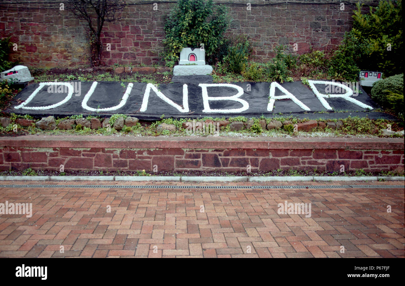 Dunbar station sign. 2002 Stock Photo - Alamy