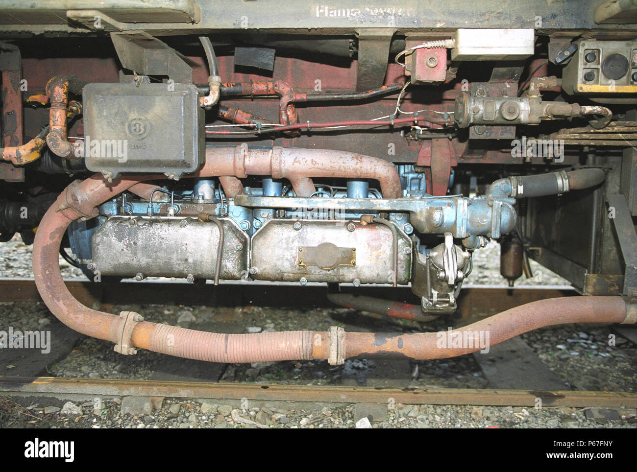 Engine unit beneath an early British Railways diesel multiple unit ...