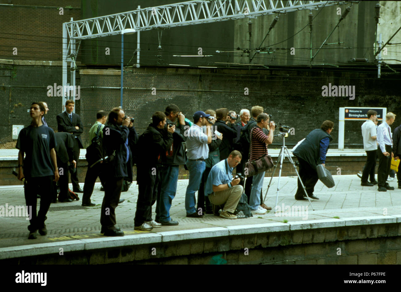 Enthusiasts and photographers at the platform end at Birmingham New ...