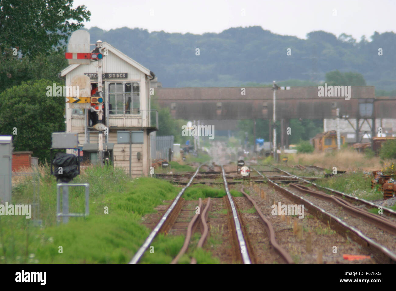 Forders sidings on the Bedford to Bletchley line showing signal box and ...