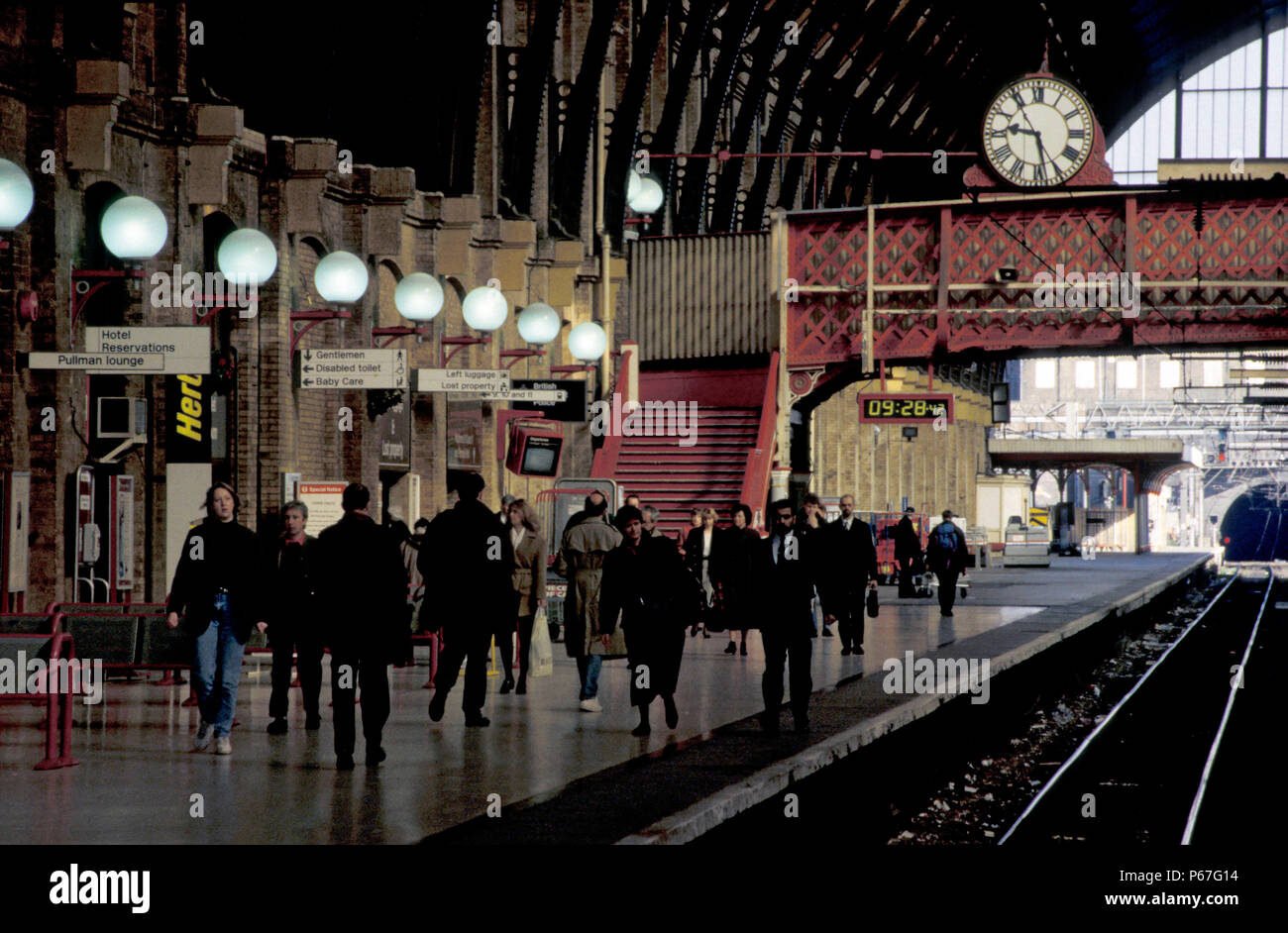 General platform scene at Kings Cross Station in London. C 1993 Stock ...