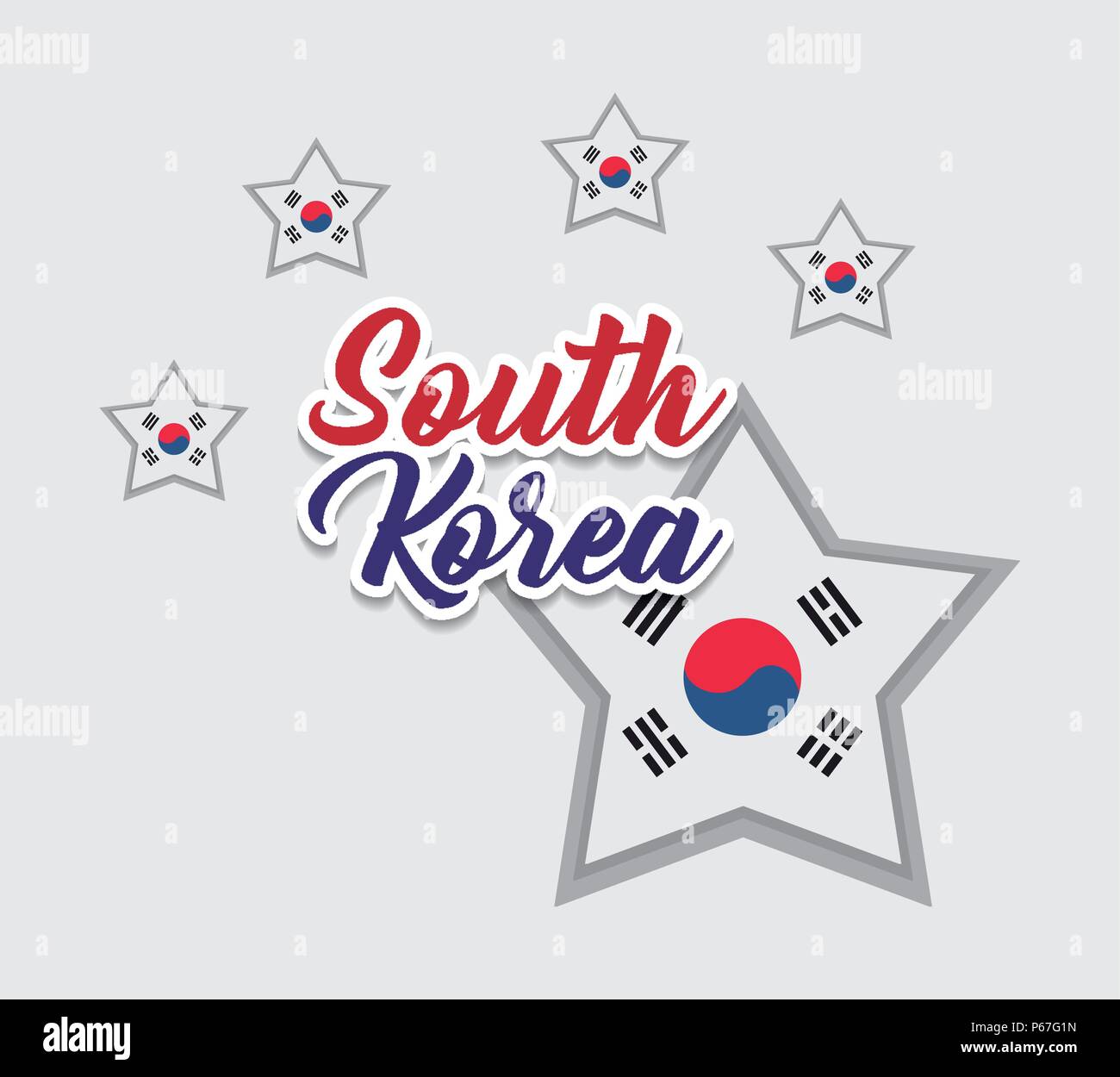 south korea flag in star shape over white background, colorful design ...
