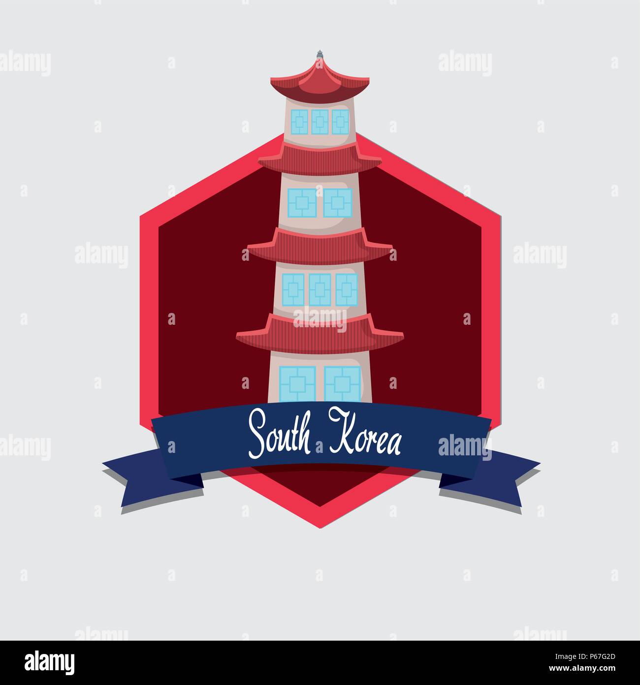 Emblem with seoul tower icon over white background, colorful design ...