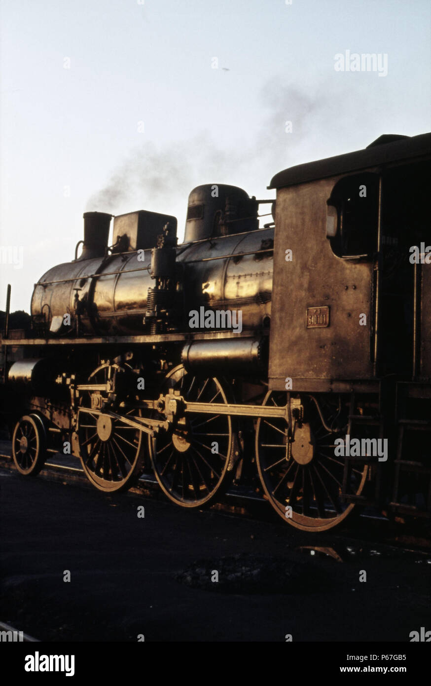 Italian 640 Class 2-6-0 No. 101 with the late sun illuminating her ...