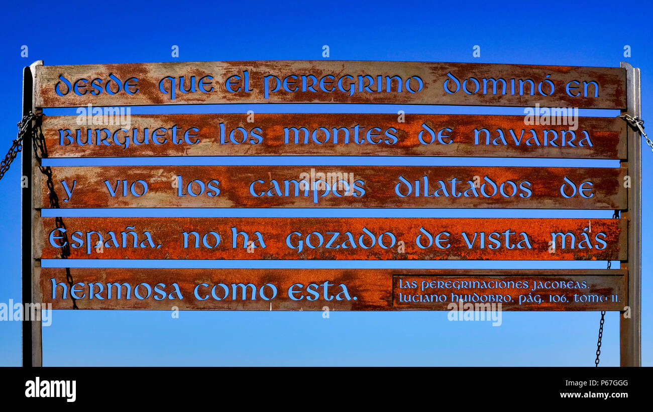Pilgrim sign on the route walking from Atapuerca to Burgos on the ...