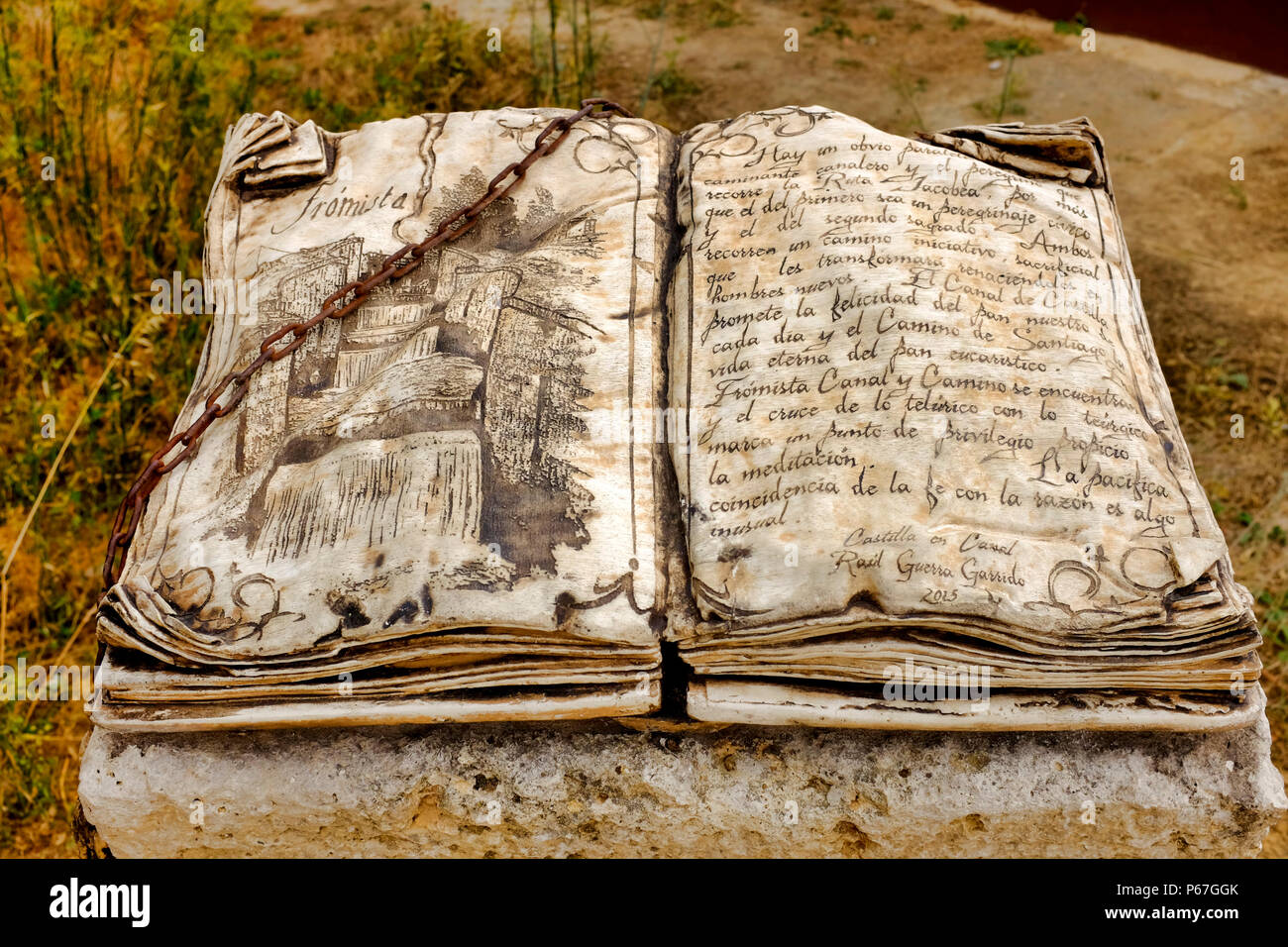 Pilgrim sign in Fromista on the Camino de Santiago, Spain Stock Photo ...