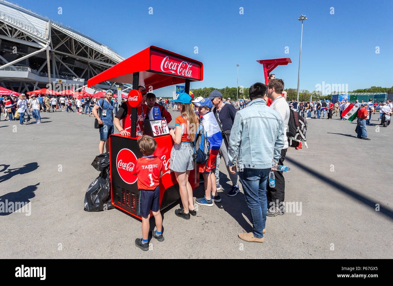 Samara, Russia - June 17, 2018: Sale of soft drinks near the Samara ...