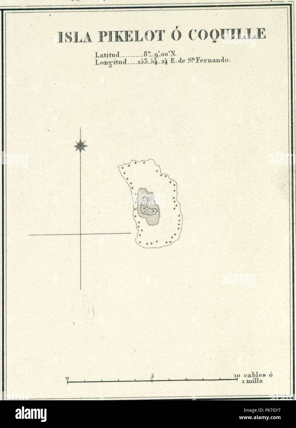 1886 Spanish nautical map of Pikelot Stock Photo - Alamy