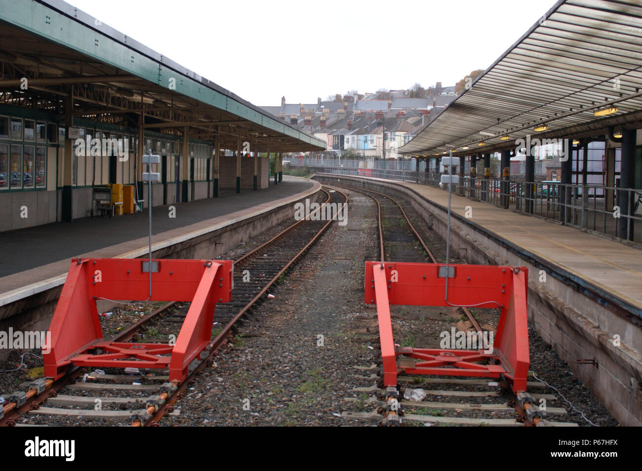 The Great Western Railway. Buffer stops at Plymouth station.October ...