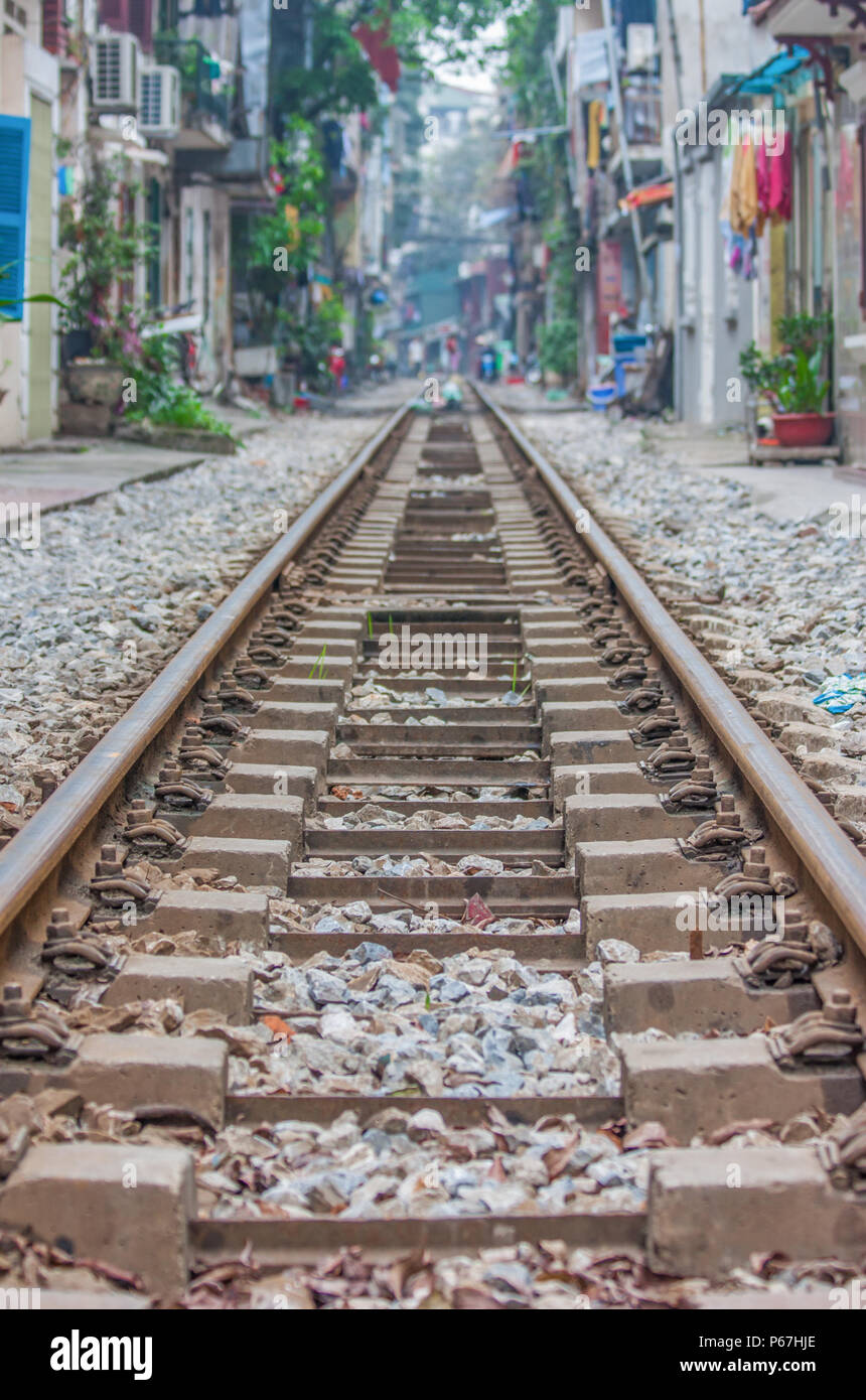 Hanoi, Vietnam - in some parts of Hanoi, trains pass very close to the ...