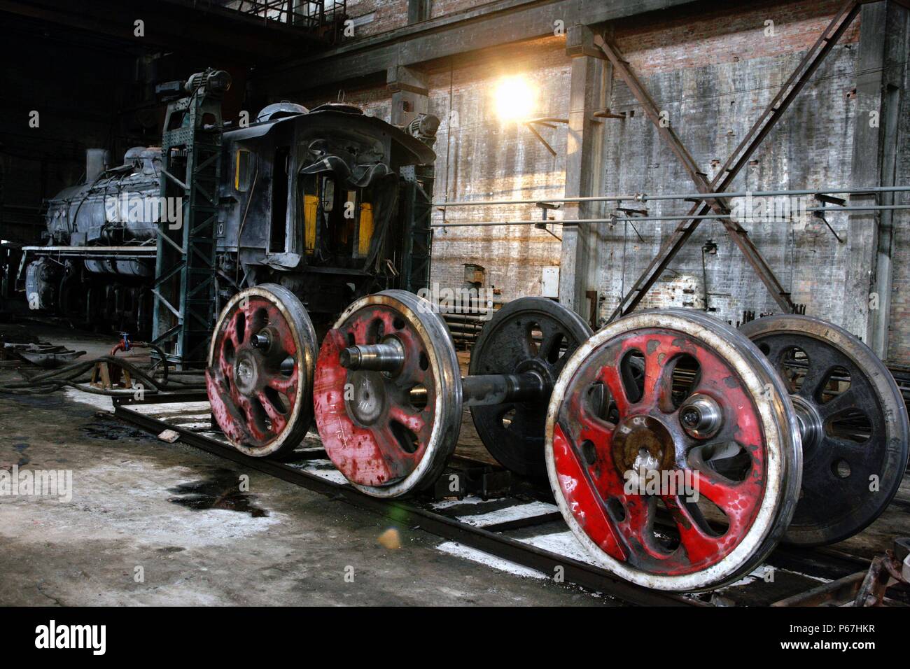 The locomotive works at Pingzhuang with an SY class 2-8-2 under ...