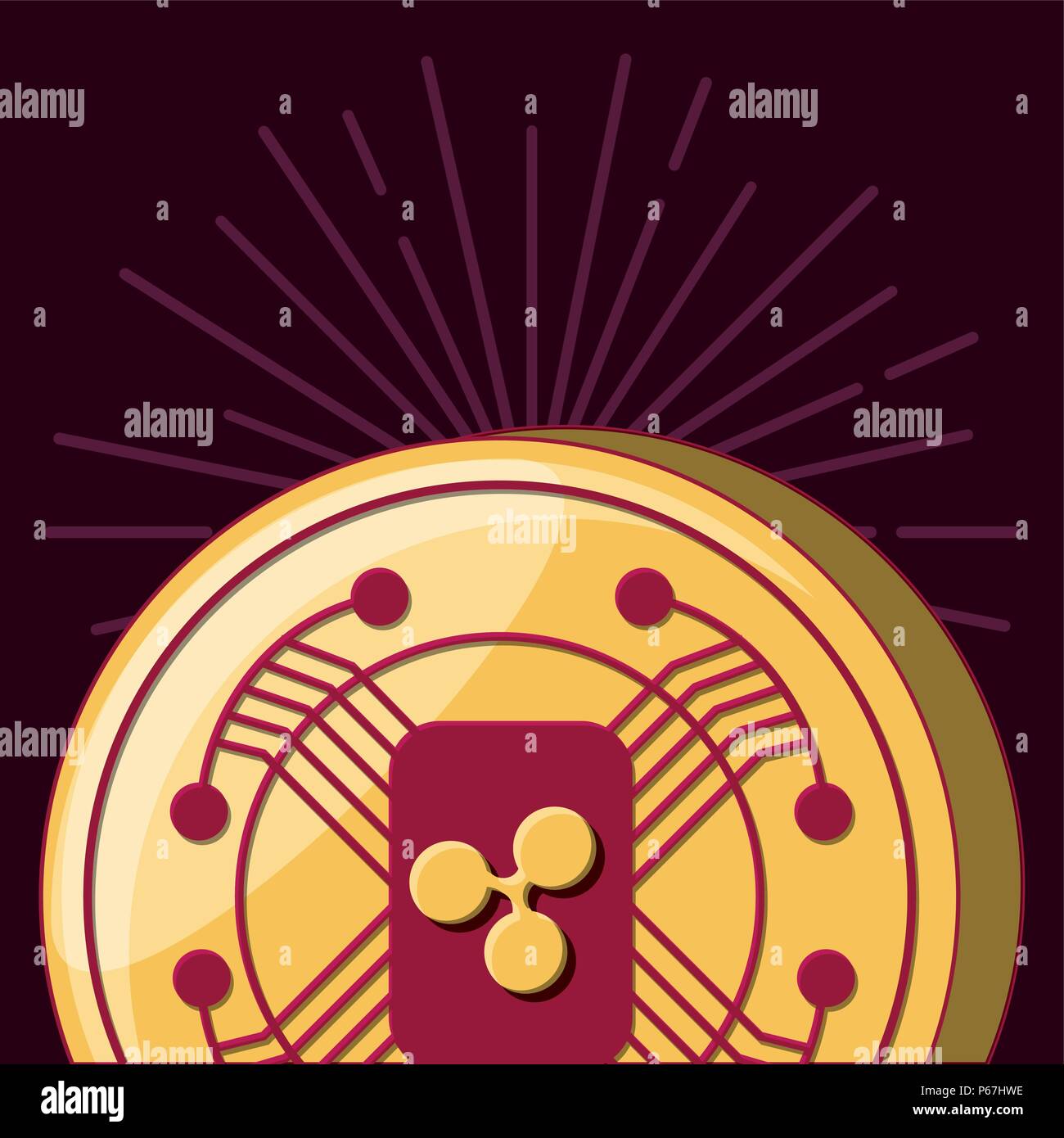 ripple coin icon over purple background, colorful design. vector ...