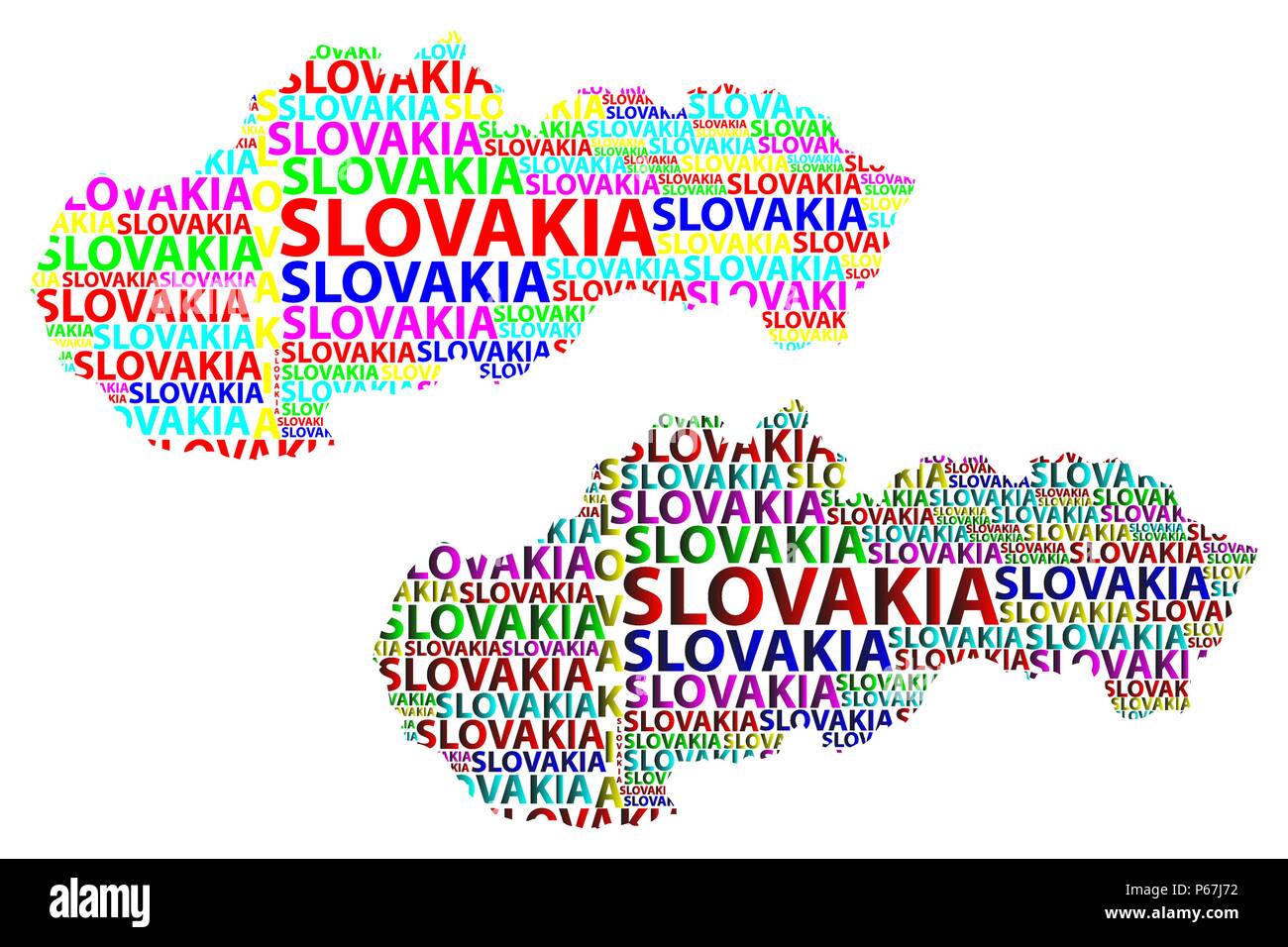 Sketch Slovakia letter text map, Slovak Republic - in the shape of the ...