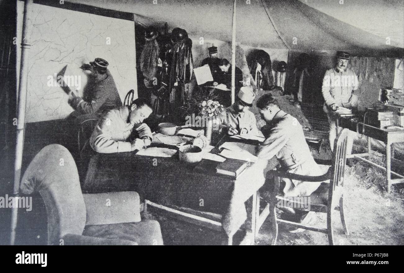 French air corps intelligence officers plan a campaign during world war ...
