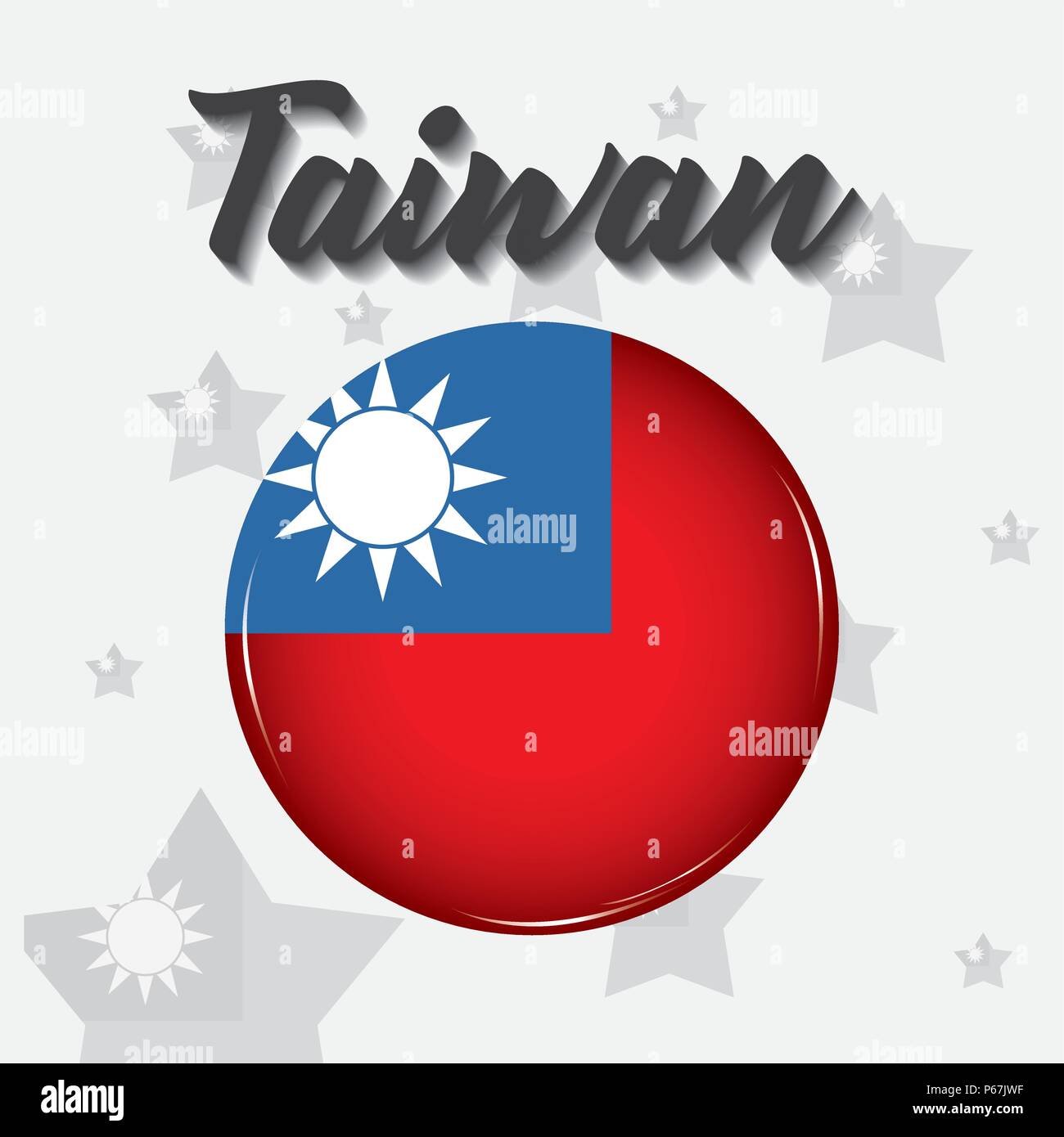 button with taiwan flag over white background, vector illustration ...