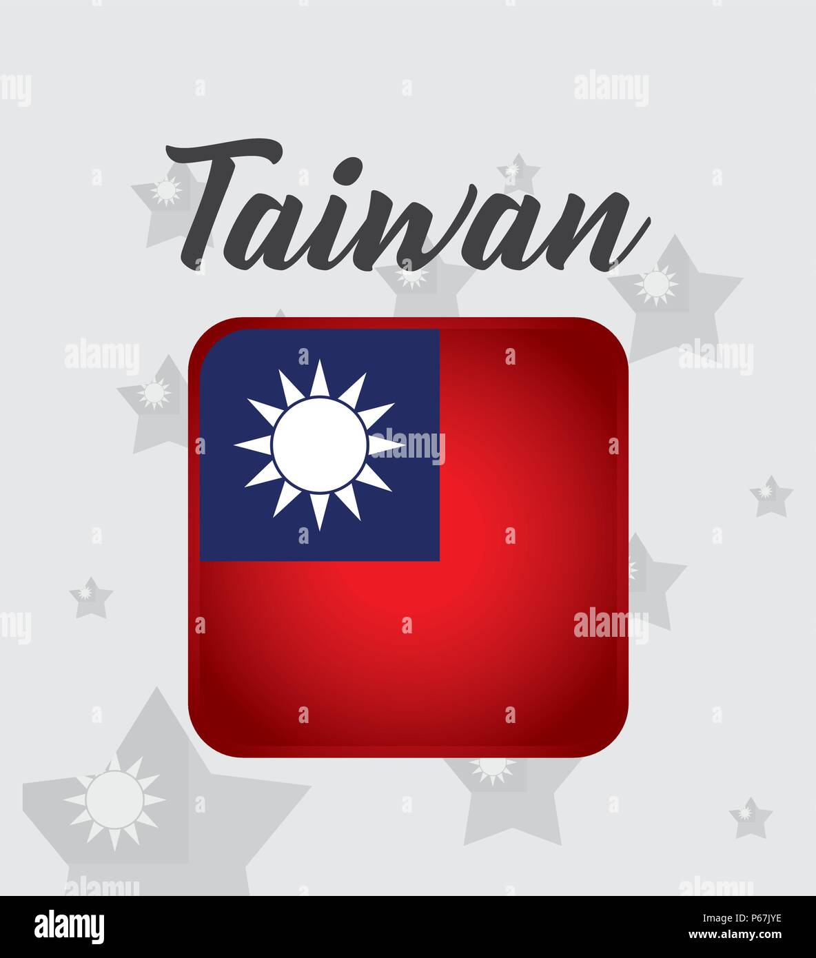 taiwan flag in square shape over white background, vector illustration ...