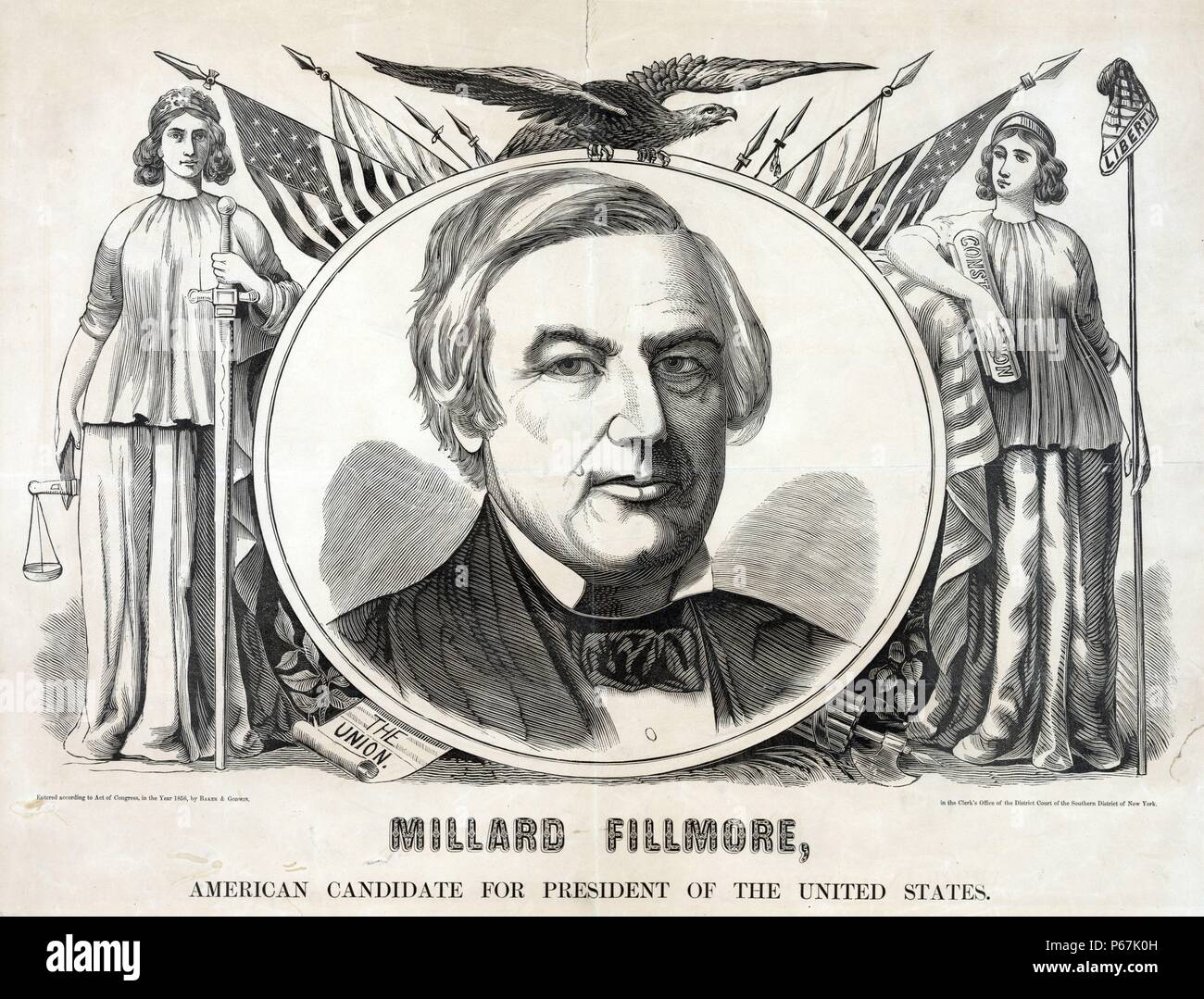 Campaign banner or poster for the Native American party's 1856 ...