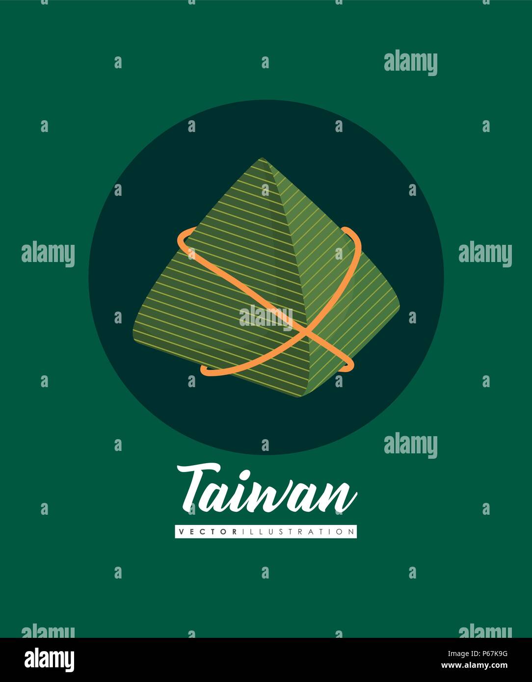 taiwan design with Rice dumpling icon over green background, colorful ...