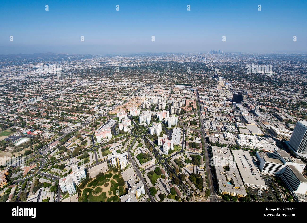 Helicopter Aerial View of Residential Inner City Los Angeles ...