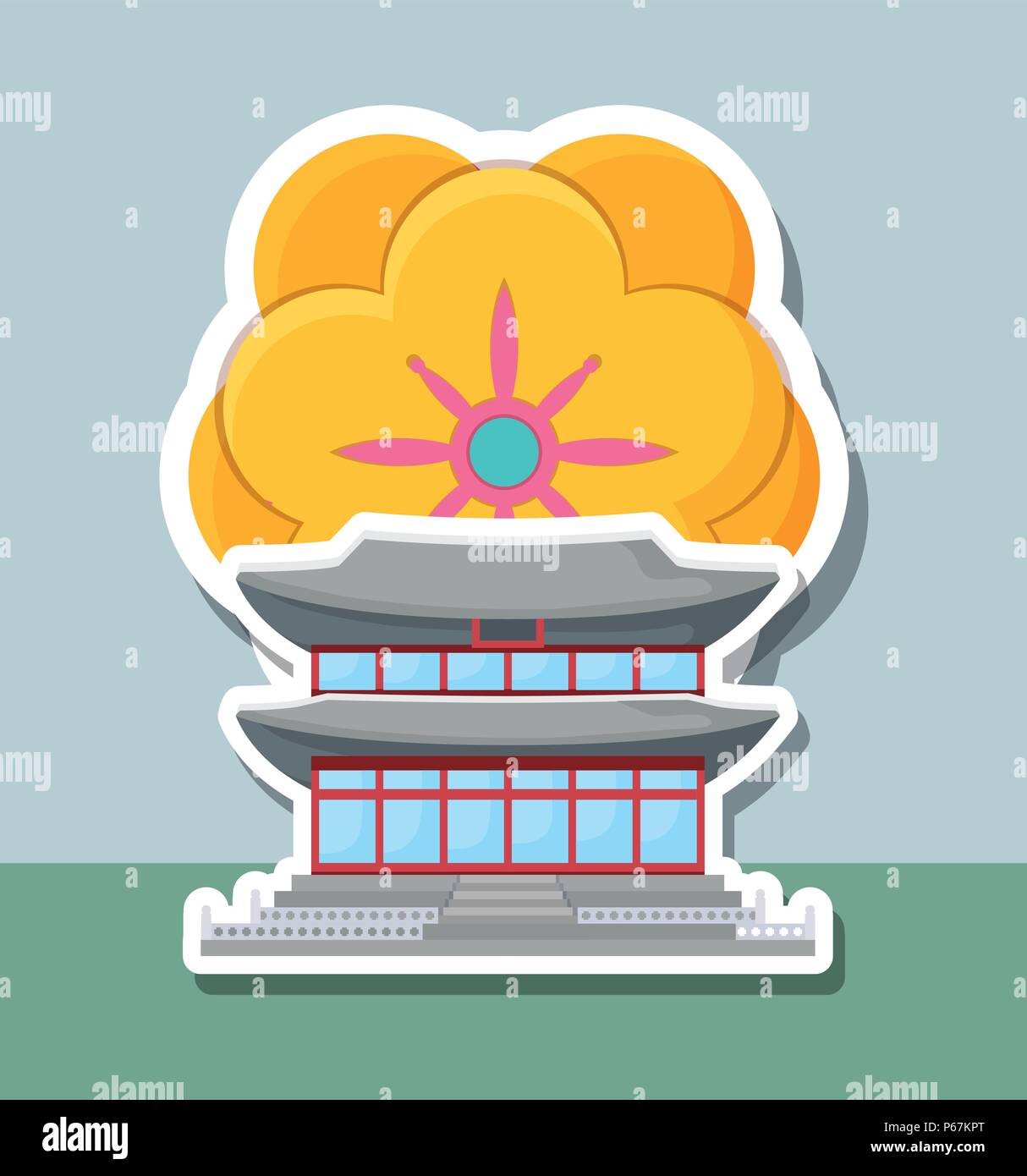 iconic palace of asia over beautiful flower and gray background ...
