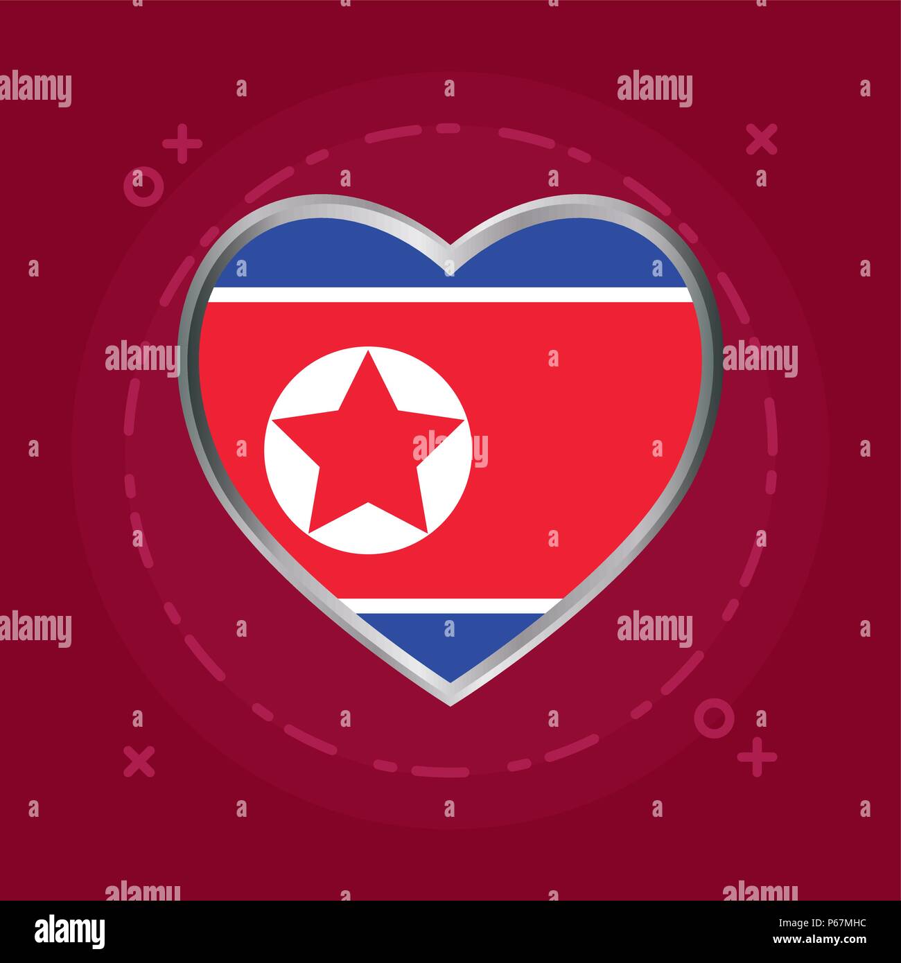 south korea flag in heart shape over red background, colorful design ...