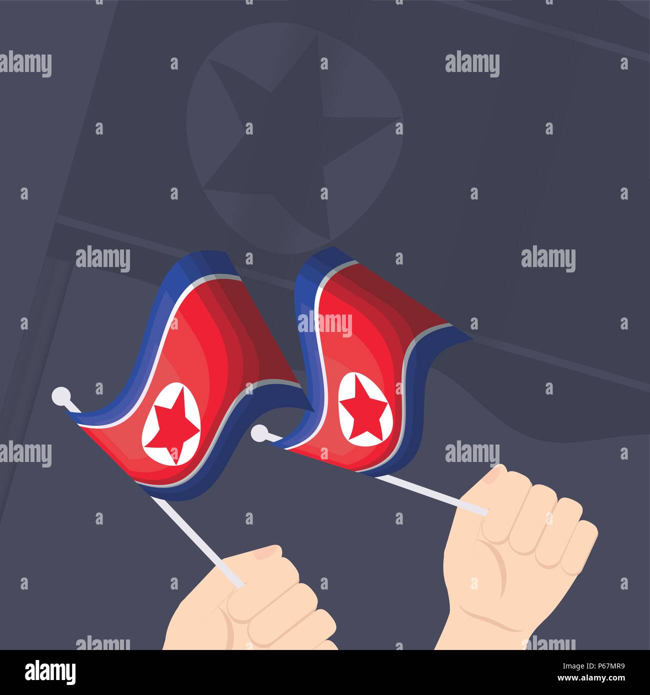 hands holding a south korea flags over black background, colorful ...