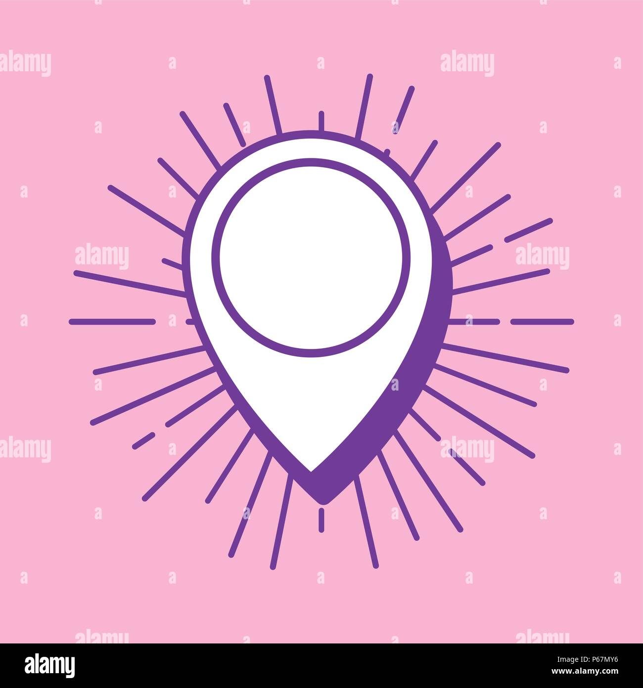 location pin icon over pink background, colorful line design. vector ...