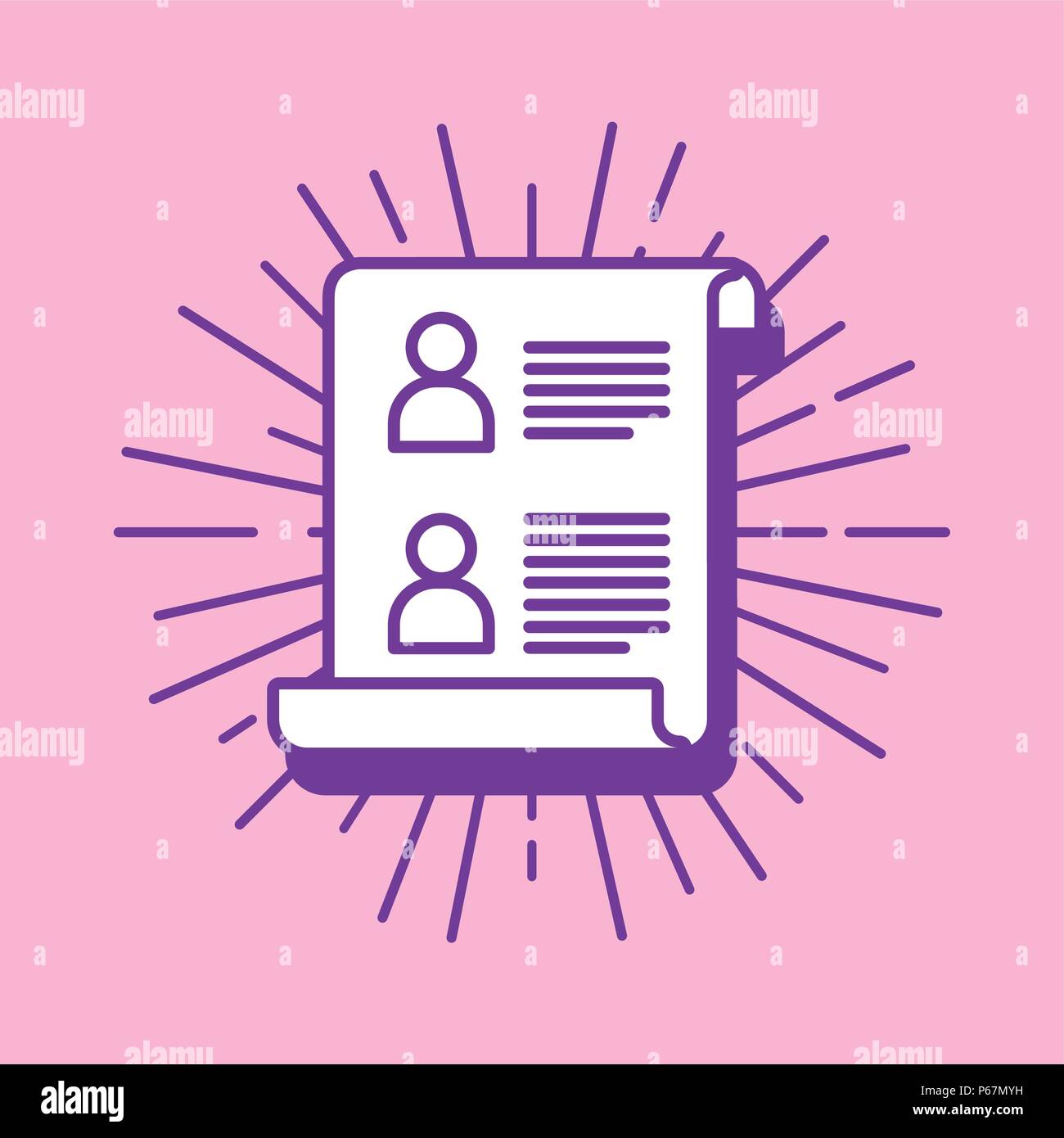 document page icon over pink background, colorful design. vector ...