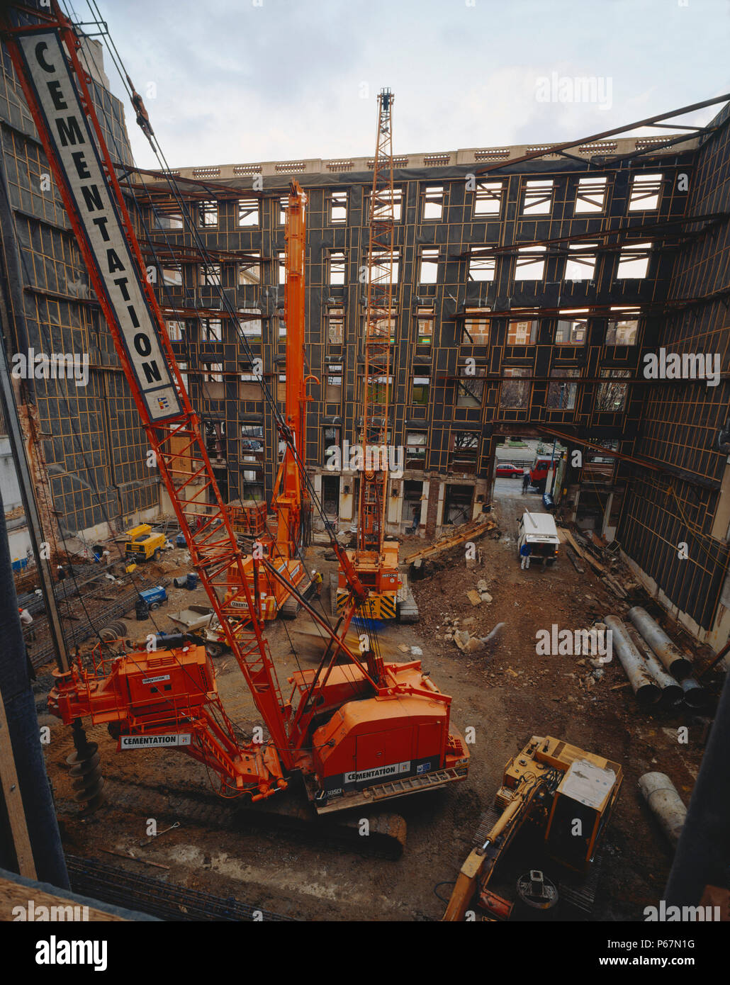 Pile driving on a Construction site Stock Photo - Alamy