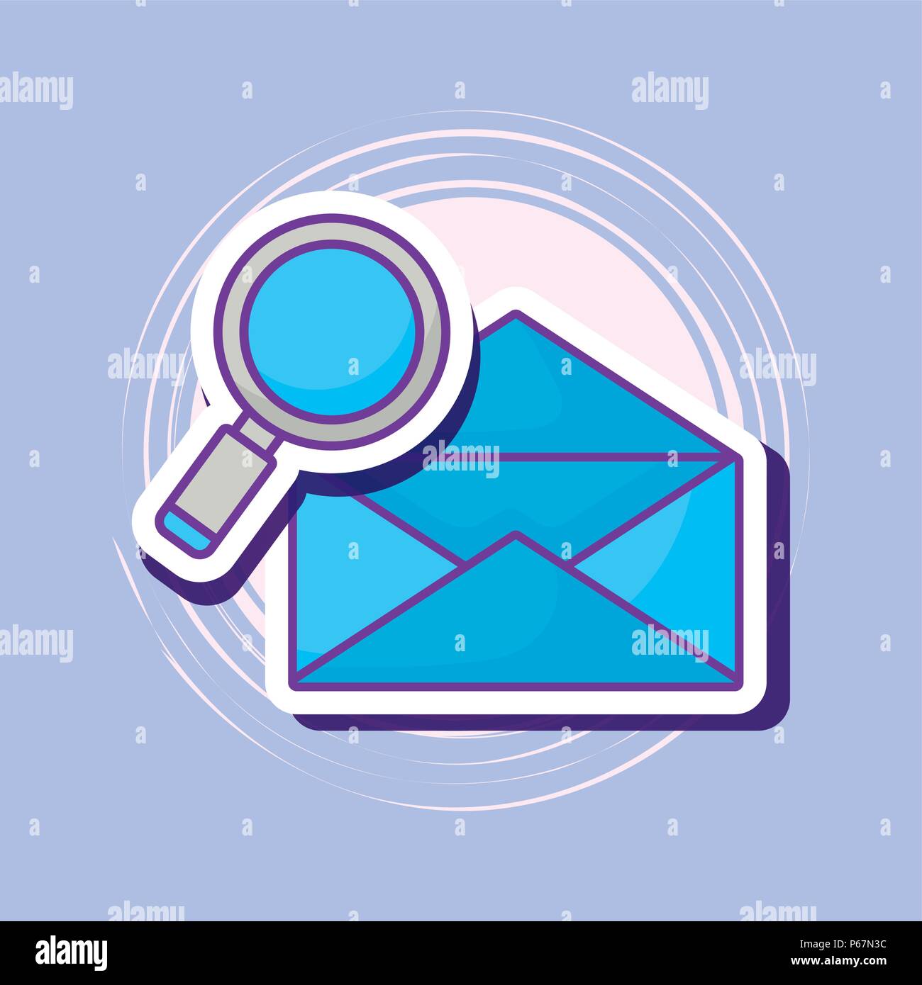 envelope and lupe icon over blue background, colorful design. vector ...