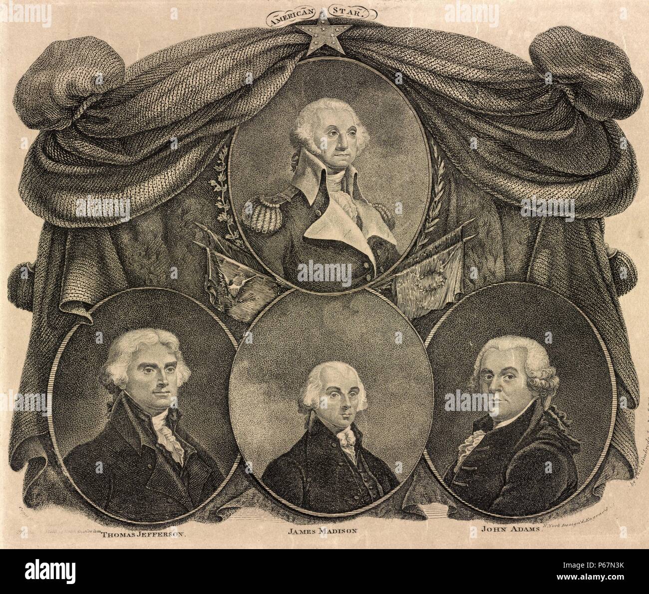 American star' Medallion portraits of George Washington and (below ...