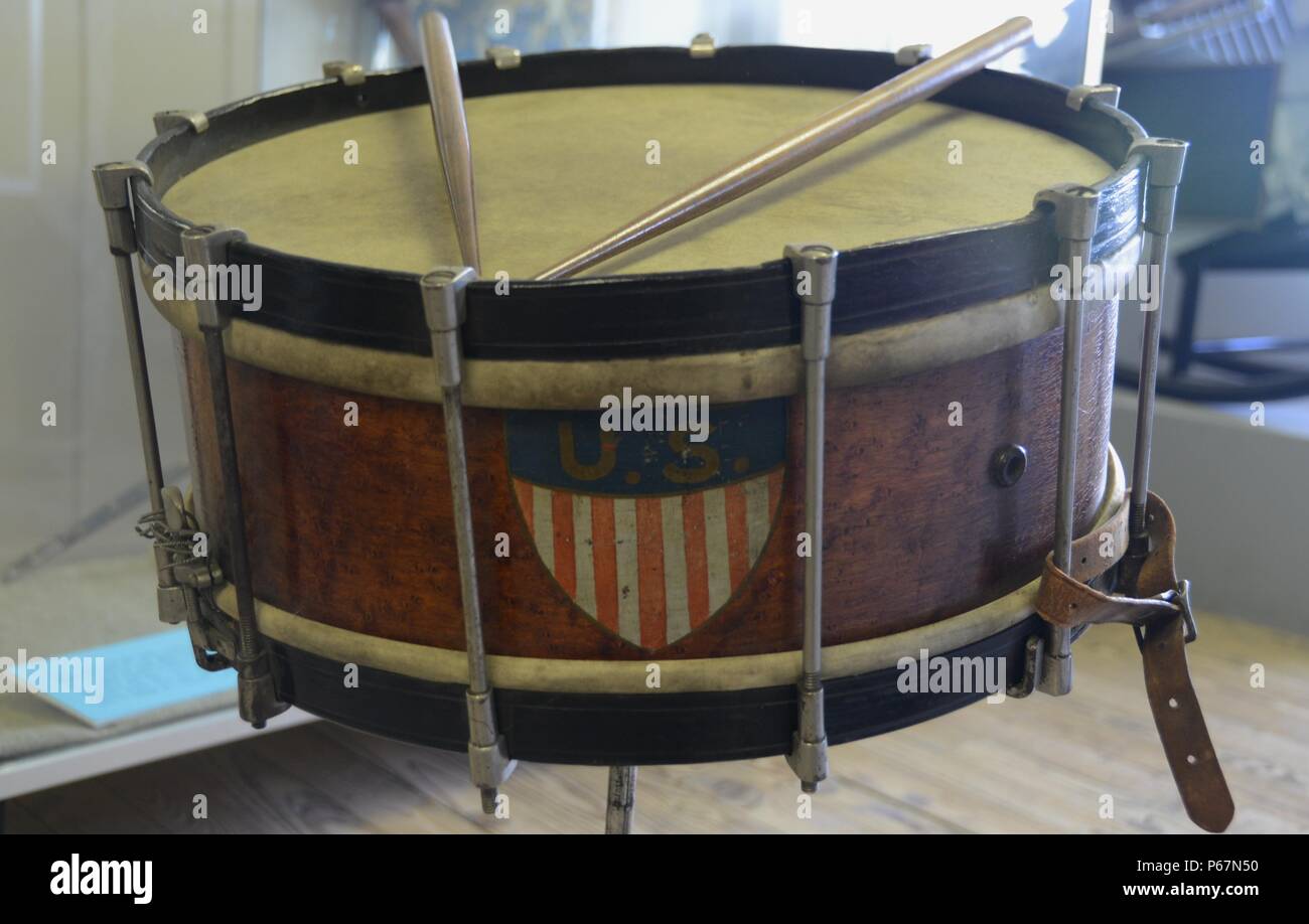 This WW1-era snare drum has the U.S. Army Quartermaster emblem on the ...