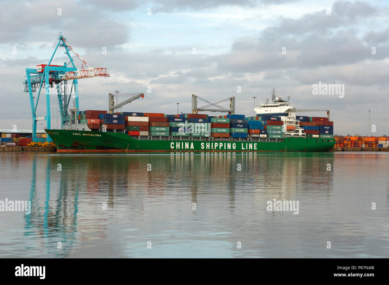 Container ship berthed at Port of Liverpool, UK Stock Photo - Alamy
