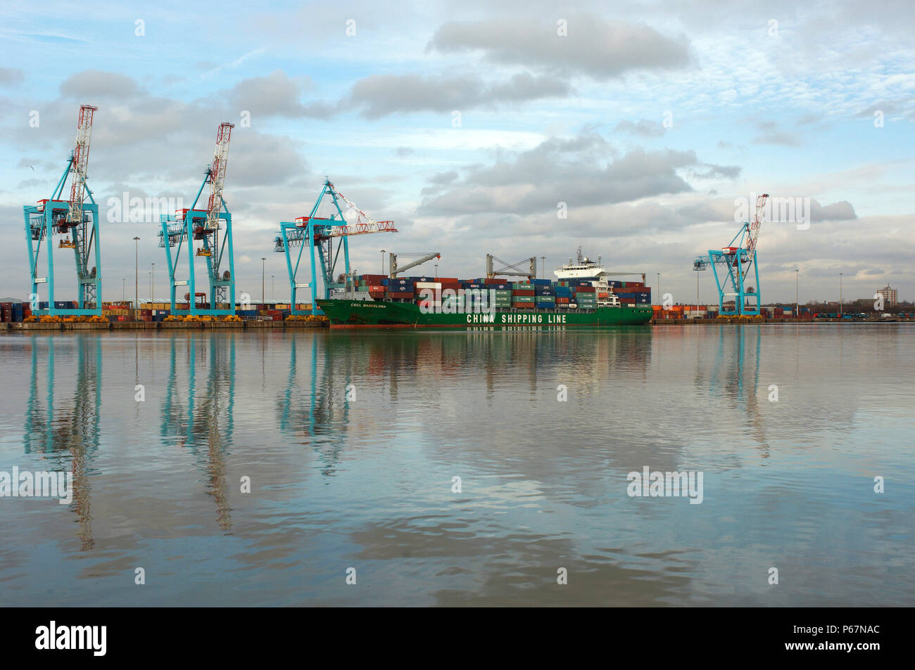 Container ship berthed at Port of Liverpool, UK Stock Photo - Alamy