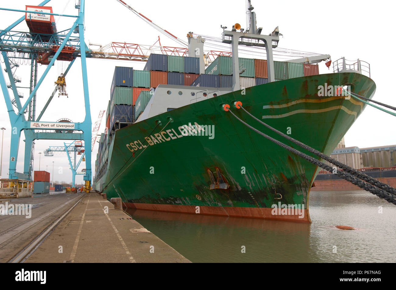 Container ship unloading at Port of Liverpool, UK Stock Photo - Alamy