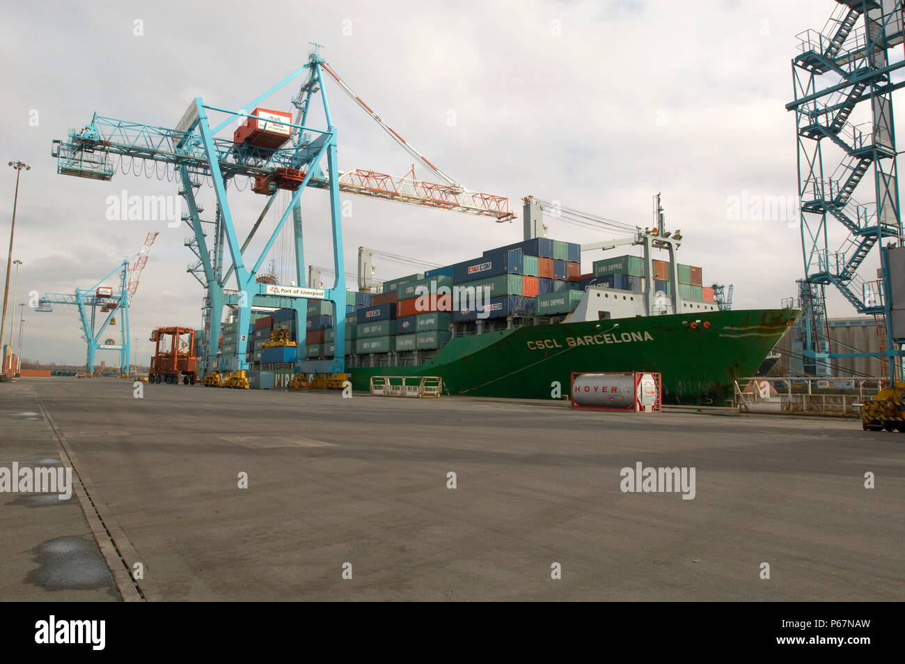 Container ship unloading at Port of Liverpool, UK Stock Photo - Alamy