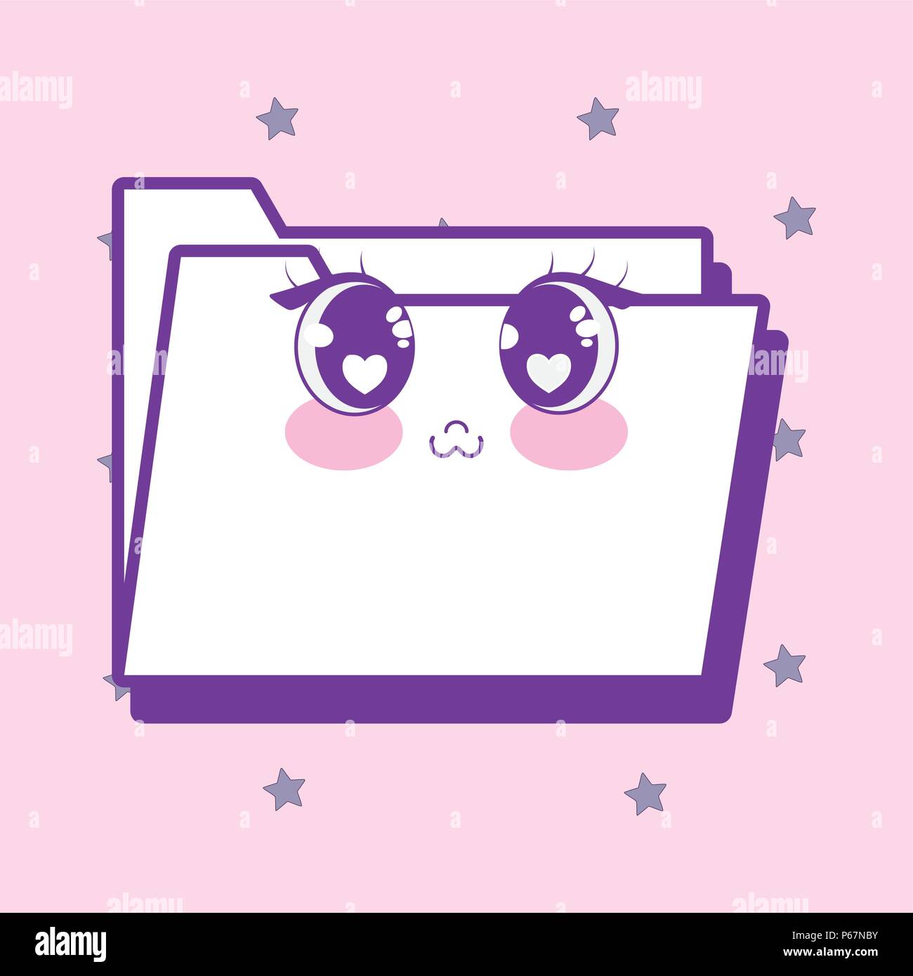 kawaii document folder icon over pink background, colorful design ...