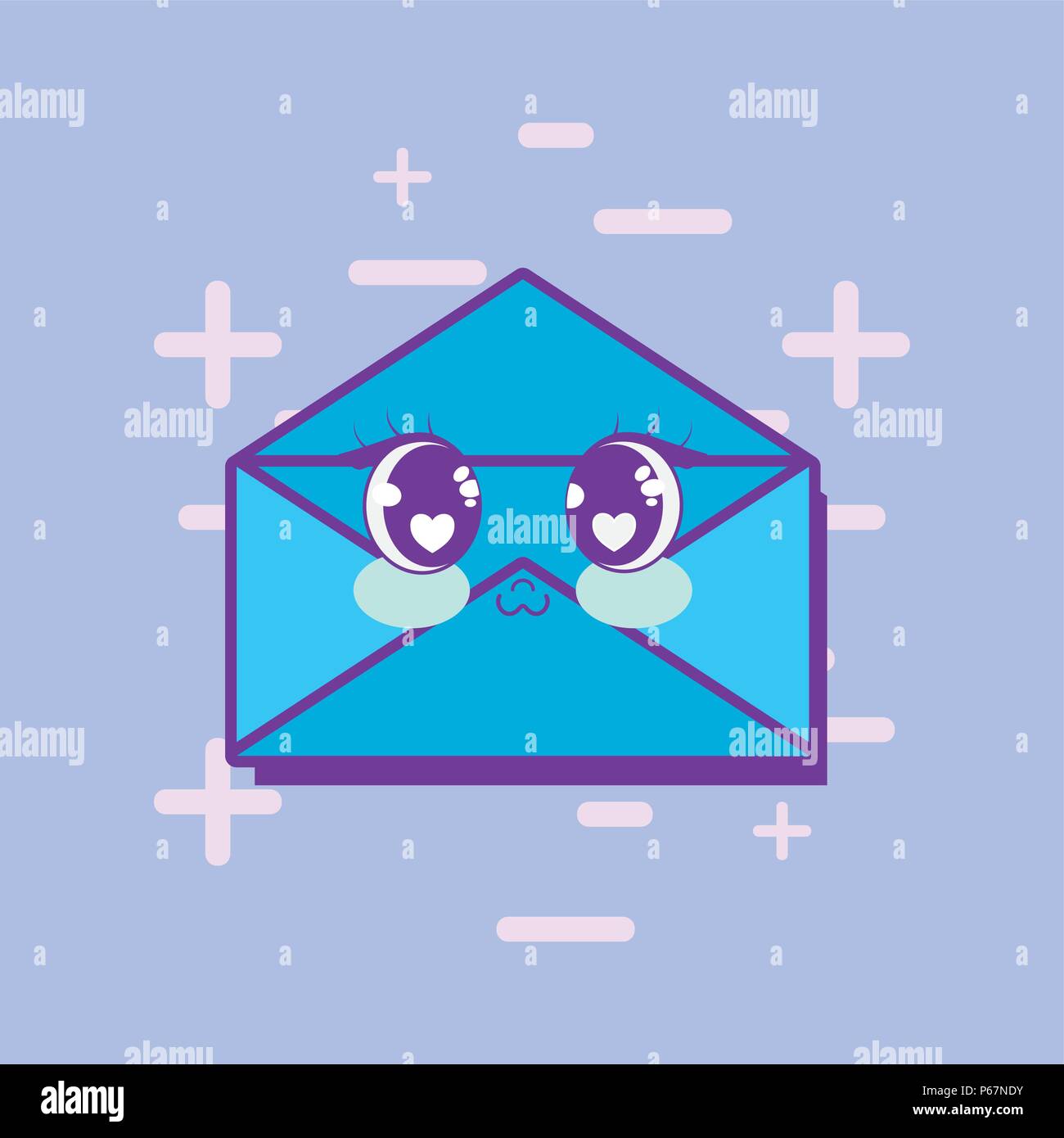 kawaii envelope icon over blue background, colorful design. vector ...