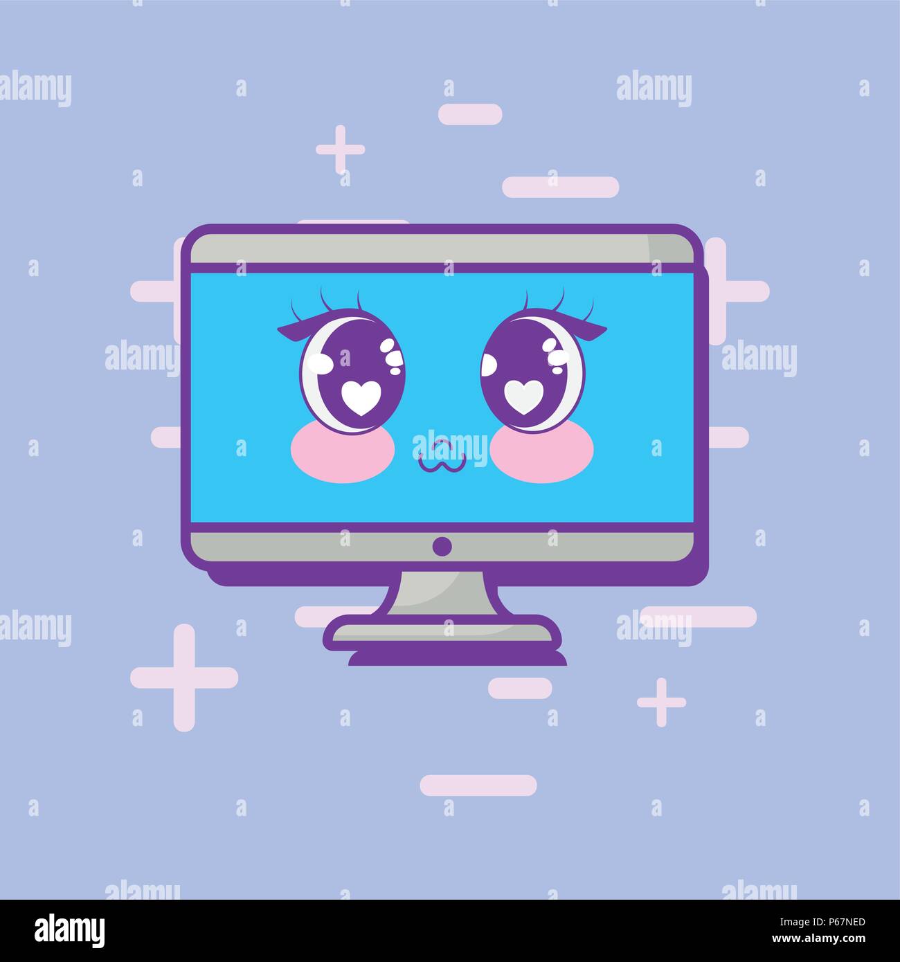 Kawaii computer technology image Stock Vector Images - Alamy