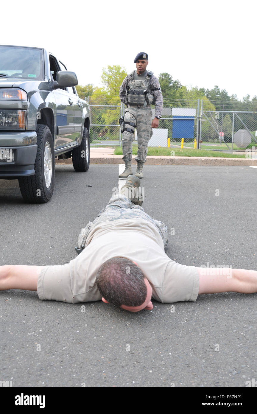 Senior Airman John Areche of the 104th Fighter Wing Security Force's ...