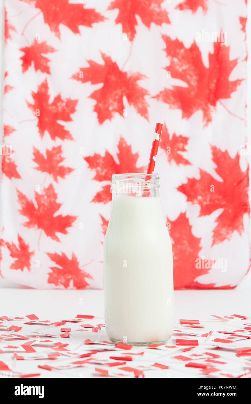 bottle of milk with canada flags Stock Photo - Alamy
